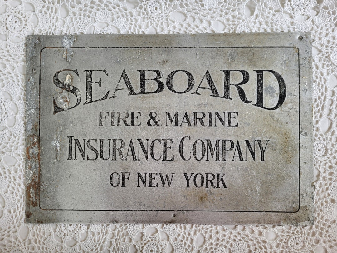 Vintage Seaboard Fire & Marine Insurance Company of New York Metal Sign ...
