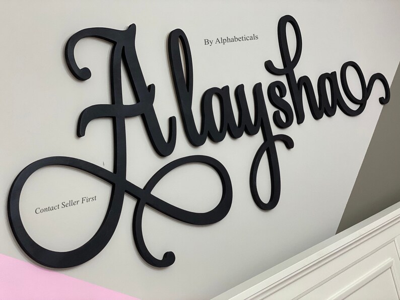 Girl Boy Baby Name Sign Wooden Letters Script Above Crib Name Cutout ...