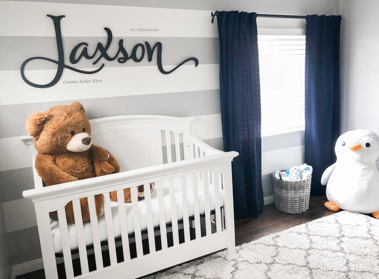 Jaxson Baby Name Sign for Nursery Boy Alphabetical Over Crib Wooden ...