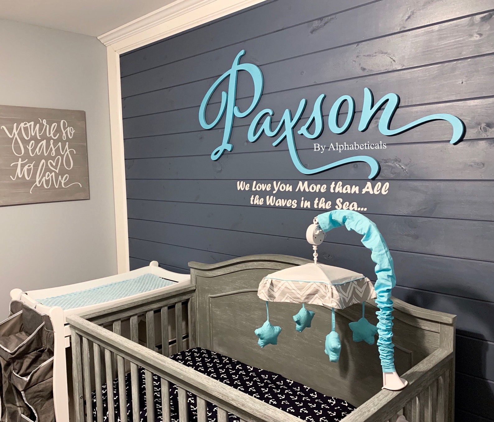 Baby Name Sign for Nursery Boy Girl Over Crib Decor Wooden Letters for ...