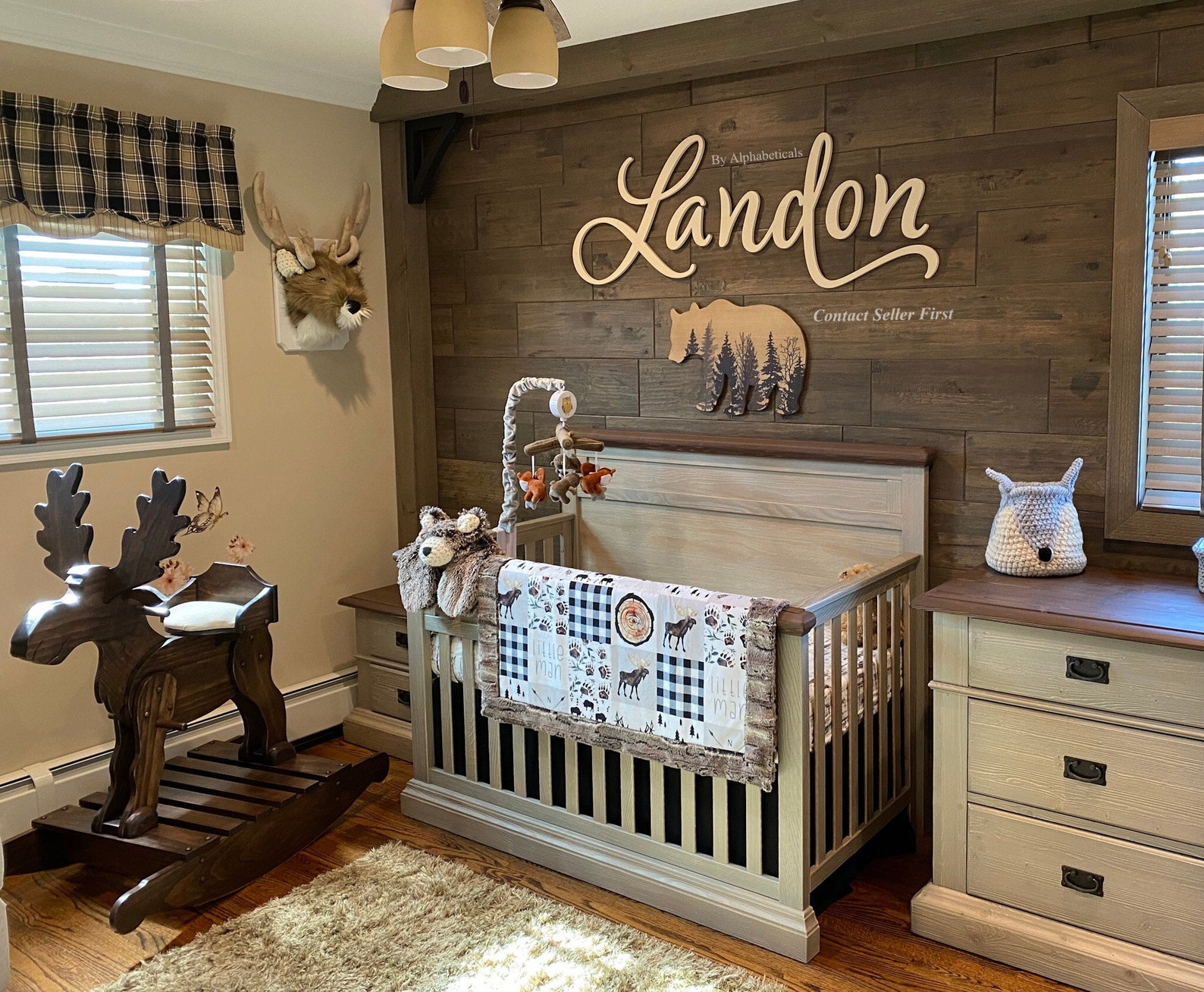 Landon Boy Baby Name Sign for Nursery Decor Custom Wooden Nursery ...