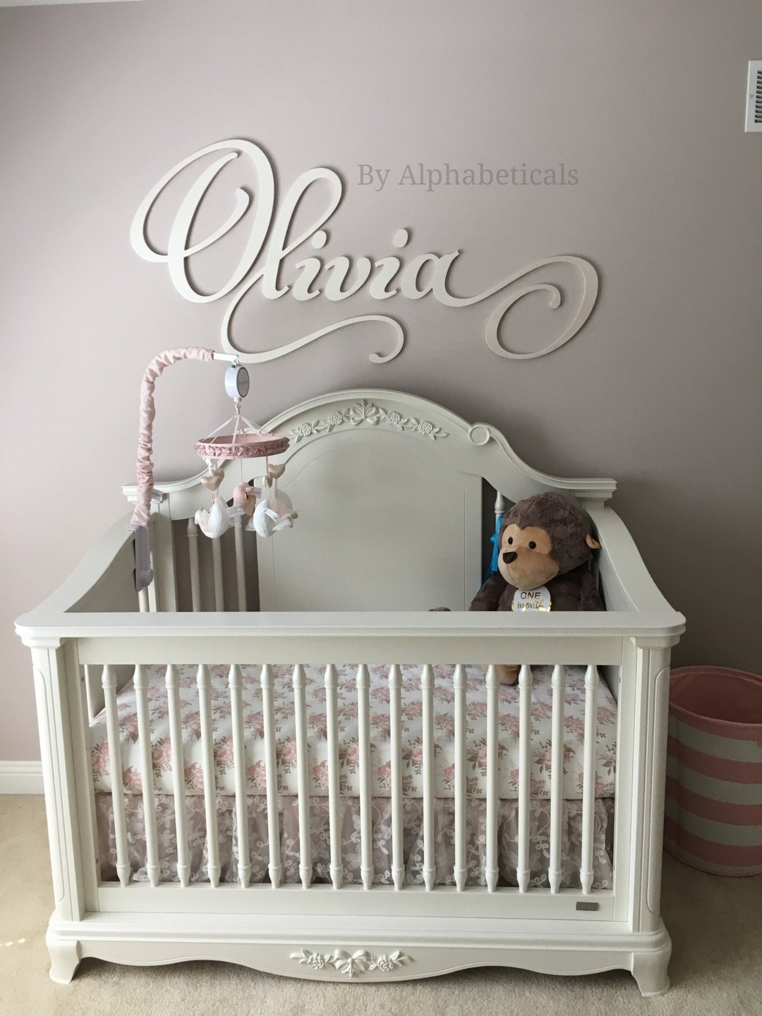 Olivia Nursery Name Sign Baby Girl Boy Over Crib Wooden Letters for ...
