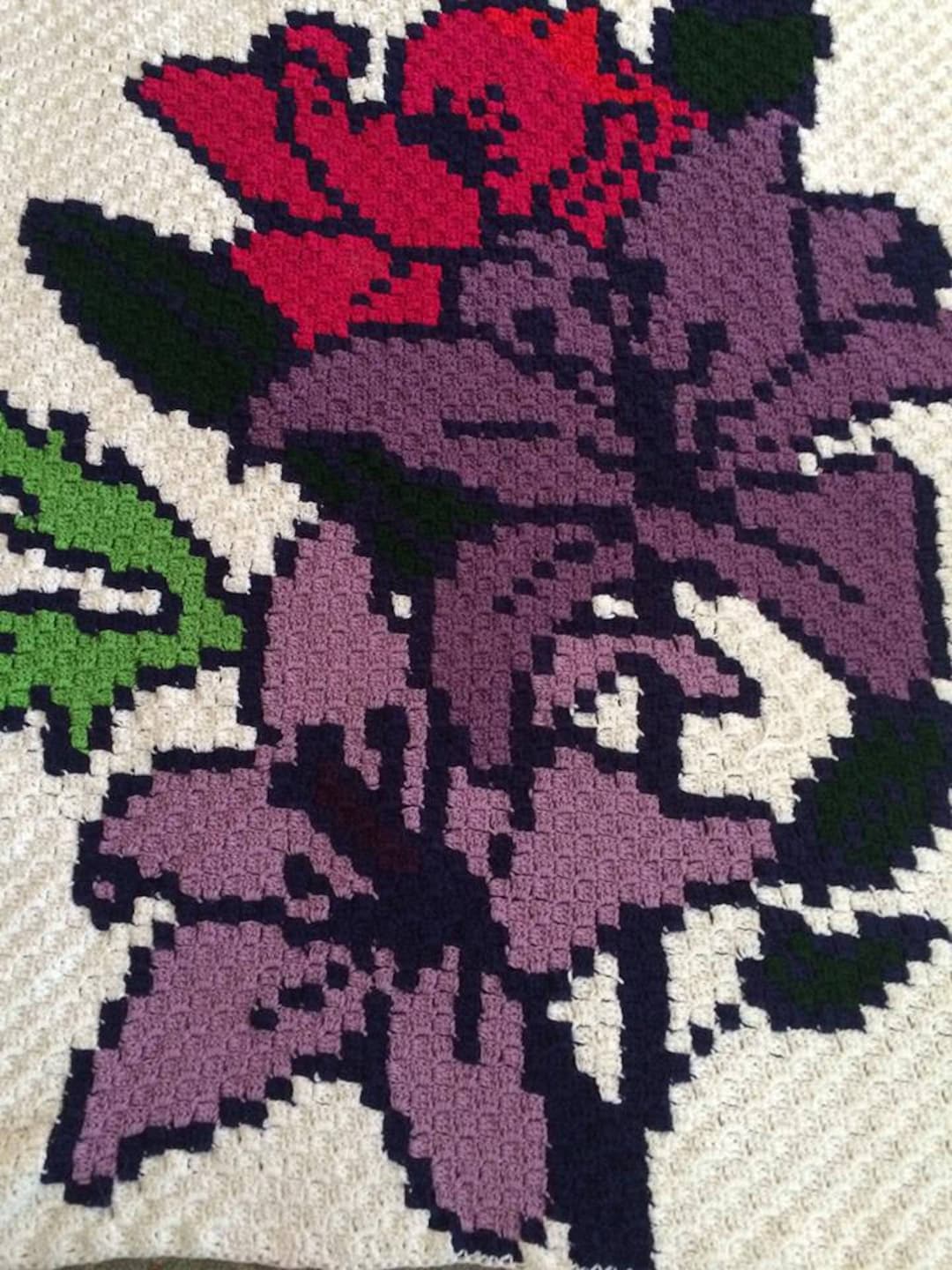 Lily and Poppy Afghan C2C Graph. With Row by Row Color Chart ...