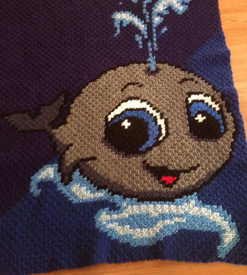 Whale Big Eyed Mini C2c Graph Pattern and Written Row by Row - Etsy