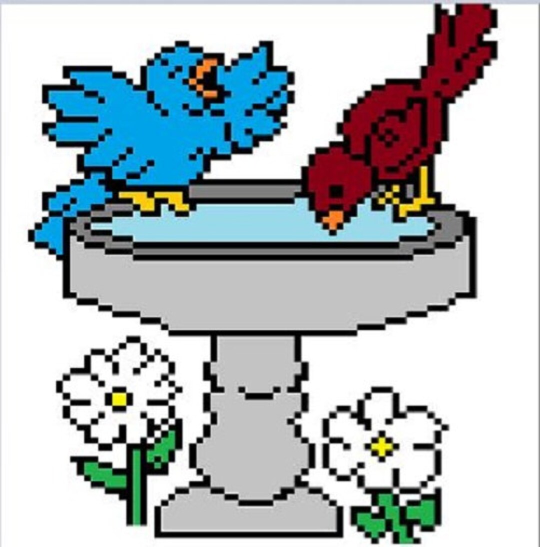 Birds and Fountain C2c Crochet Graph Pattern With Color Chart ...