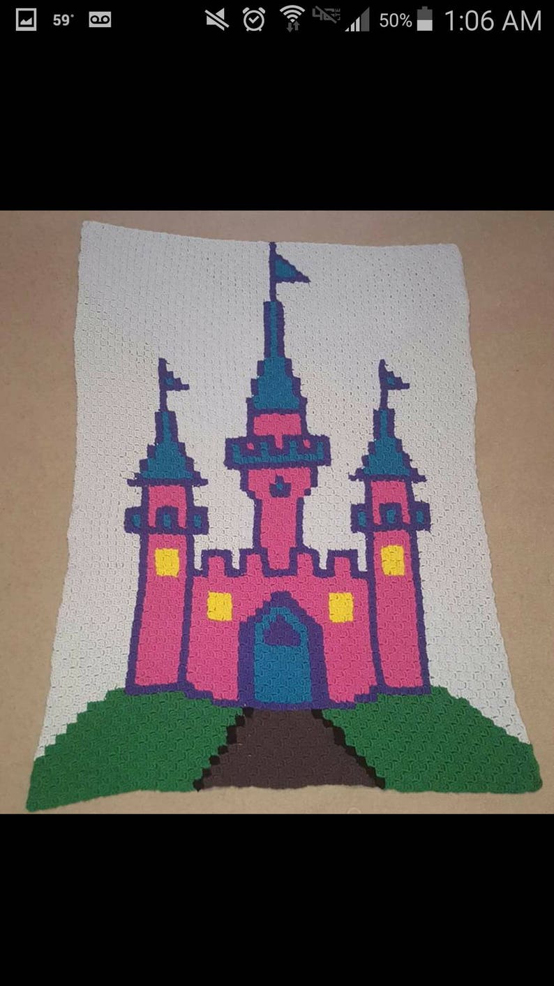Castle Afghan C2C Graph & Word Chart | Etsy