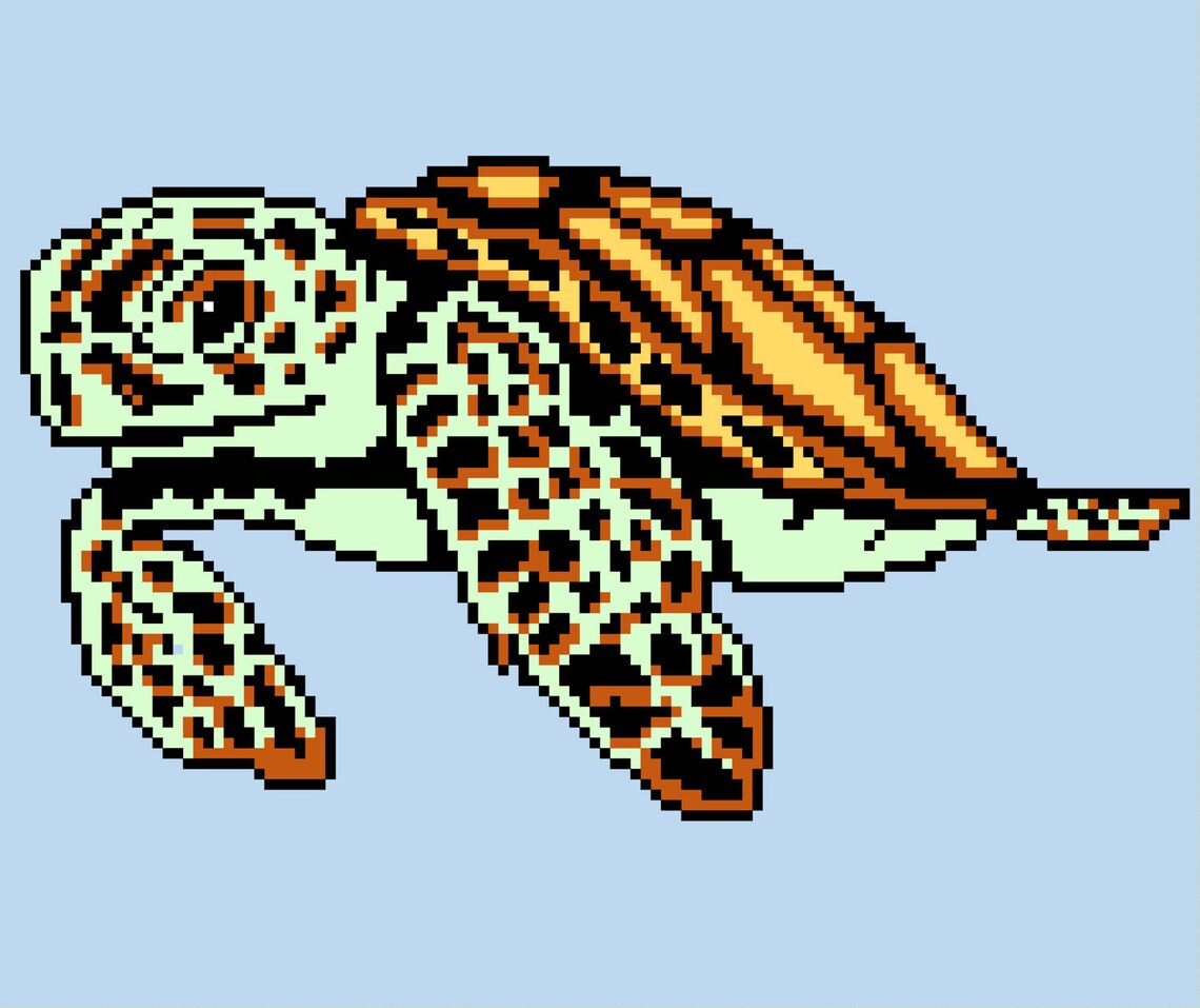 SEA TURTLE MINI C2C Graph Pattern, With Written Row by Row Color Count ...