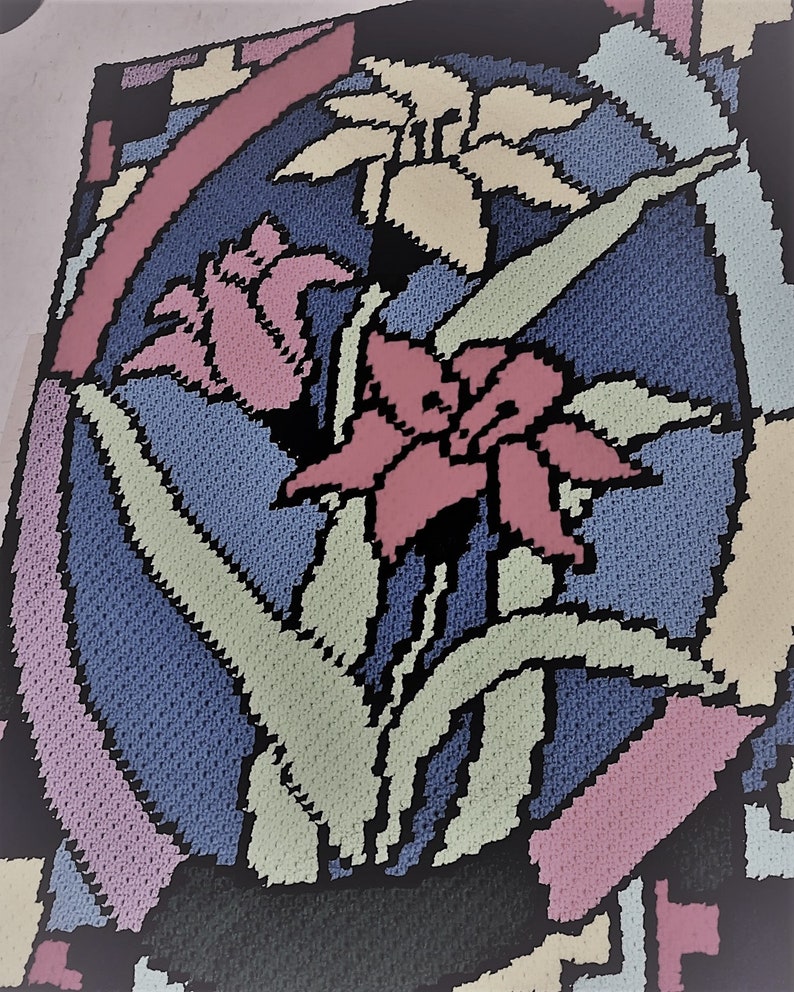MOSAIC STAINED GLASS Flowers C2c Graph Pattern With Row by Row - Etsy ...
