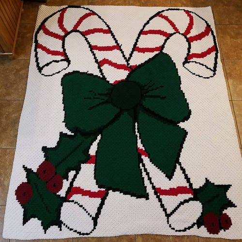 Candy Cane Mini C2c Pattern Graph With Written Color Count - Etsy