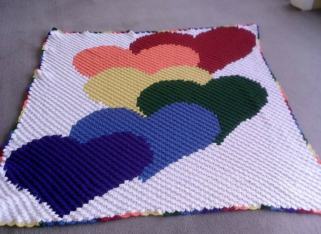 C2C GRAPH Rainbow Hearts C2c Pattern With Written Word/color Chart ...