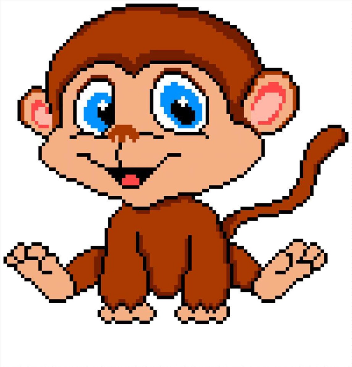 Monkey Big Eyes Mini C2c Graph and Pattern With Written Row by Row ...