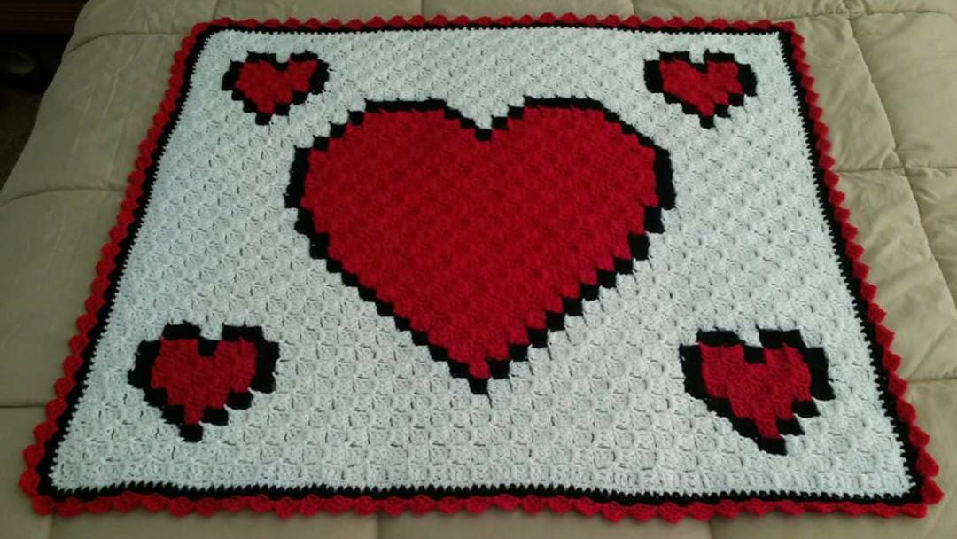 Hearts Small Throw C2c Crochet Graph Pattern With Row by Row Color ...