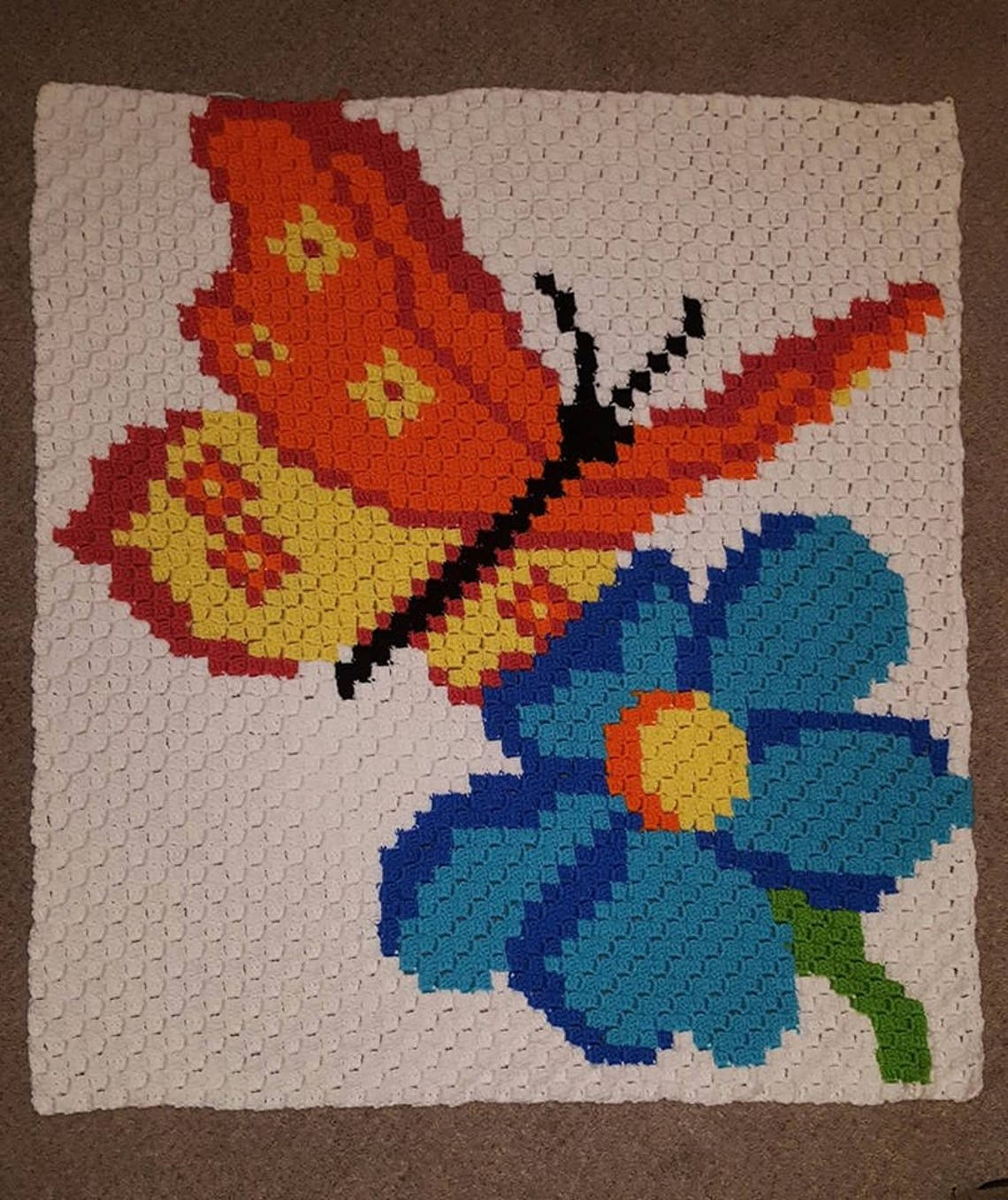 BUTTERFLY AND FLOWER Graph With Written Pattern - Etsy Norway