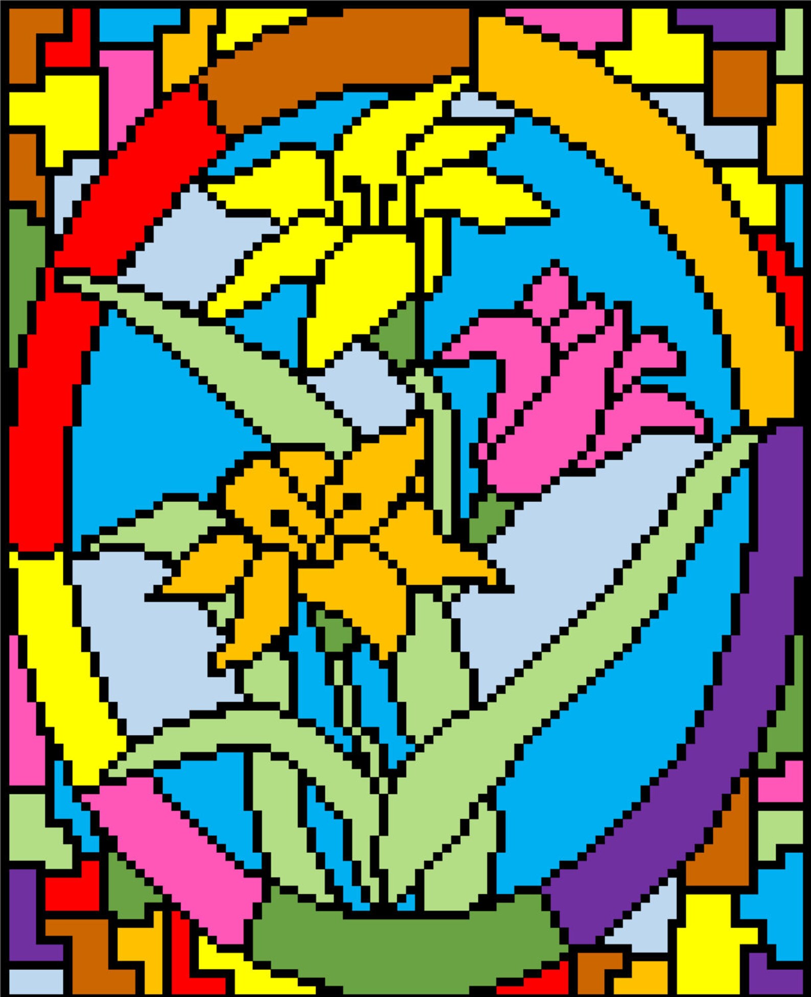 MOSAIC STAINED GLASS Flowers C2c Graph Pattern With Row by Row - Etsy ...