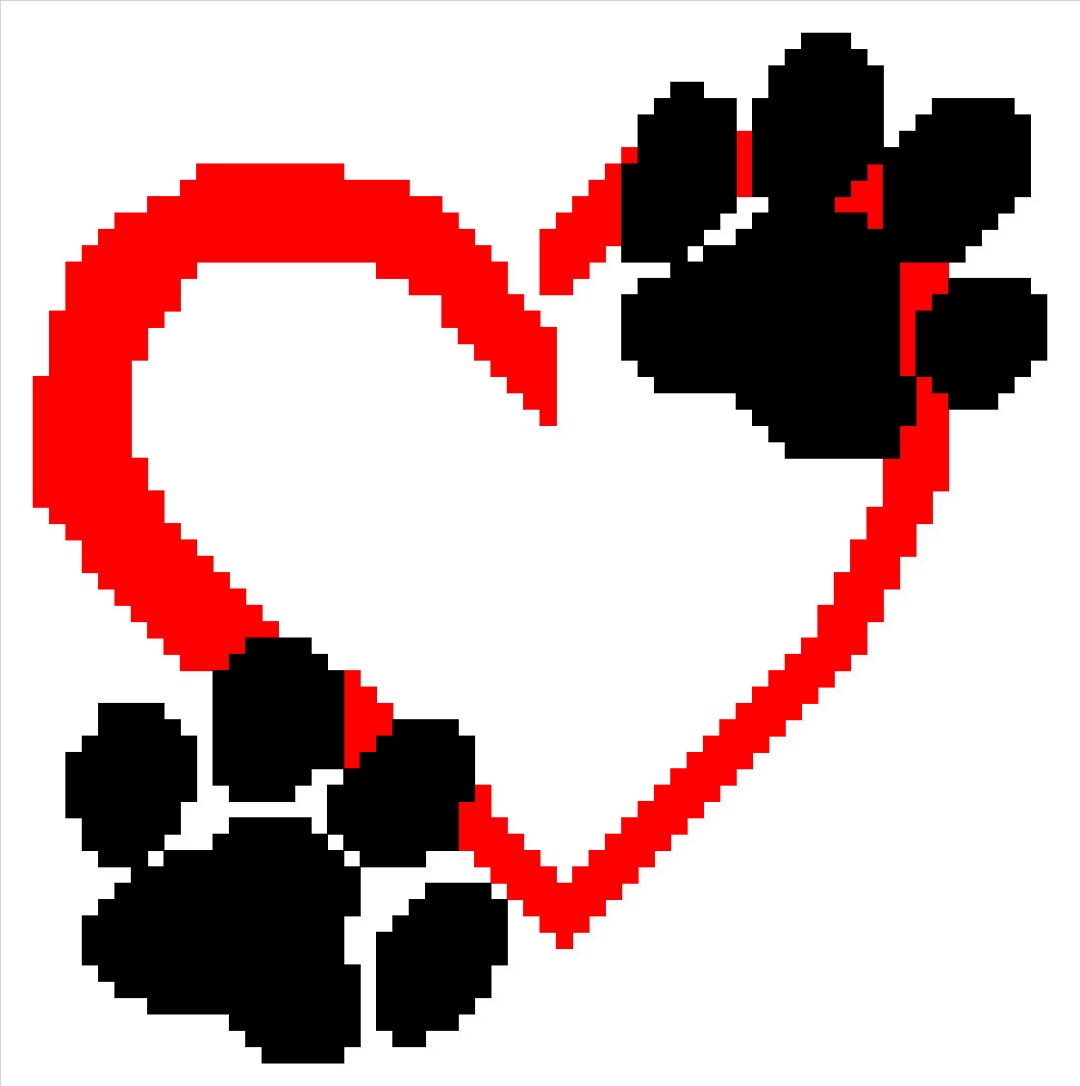 PAW PRINTS & HEART C2c Graph Pattern With Written Instructions. - Etsy