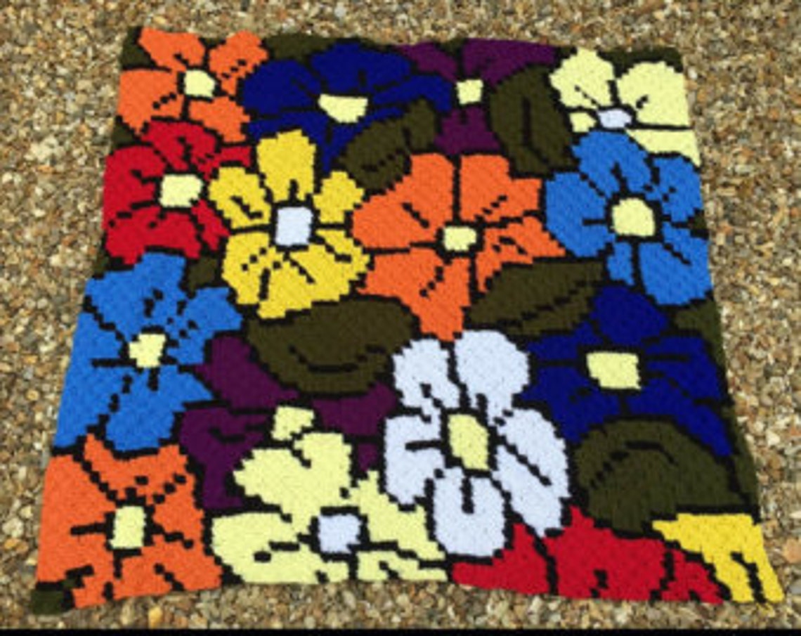 FLOWERS FOREVER C2C Graph Pattern With Row by Row Written - Etsy UK