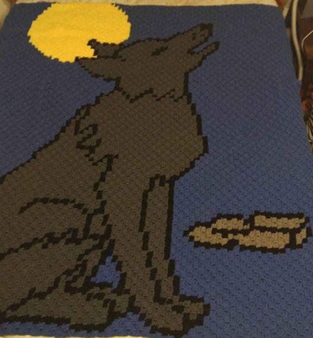 Wolf and Moon C2C Graph Crochet Pattern With Color Chart Instructions ...