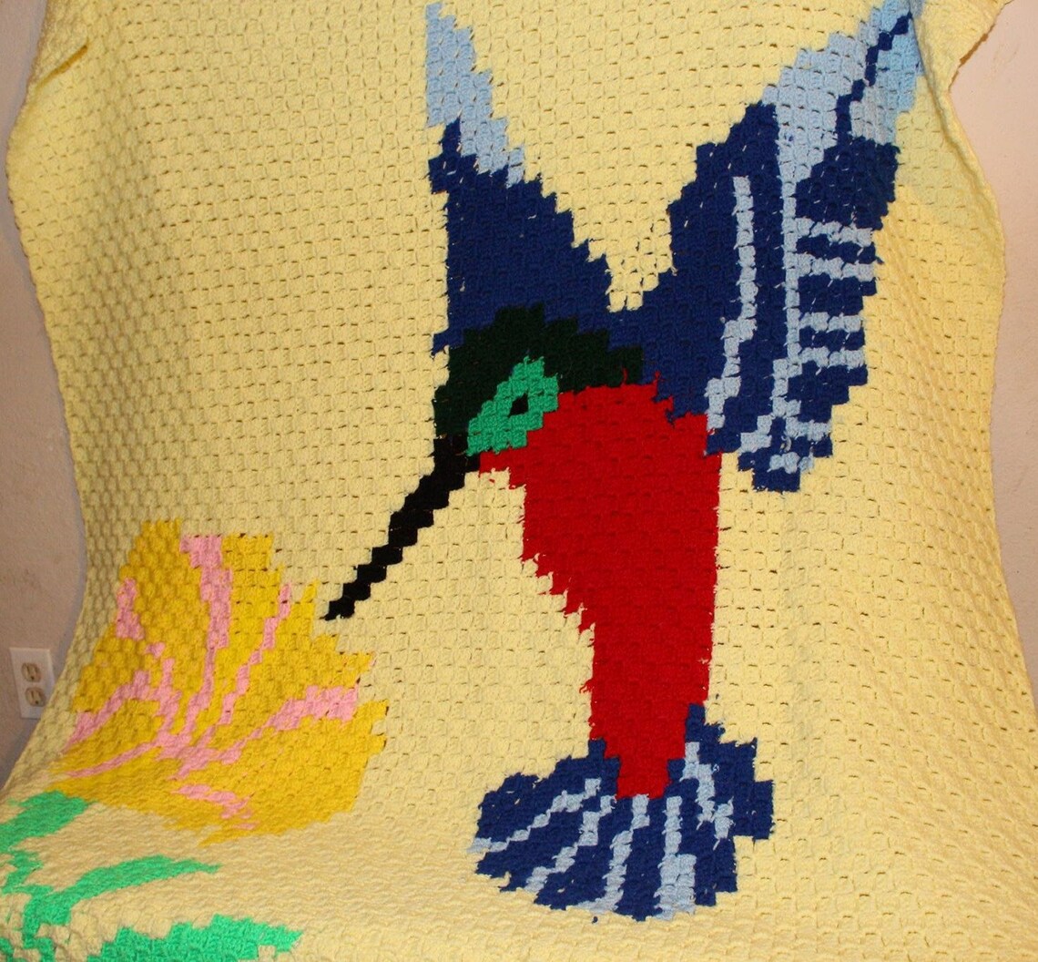 C2C Graph Hummingbird and Flower C2c Crochet Graph Pattern - Etsy
