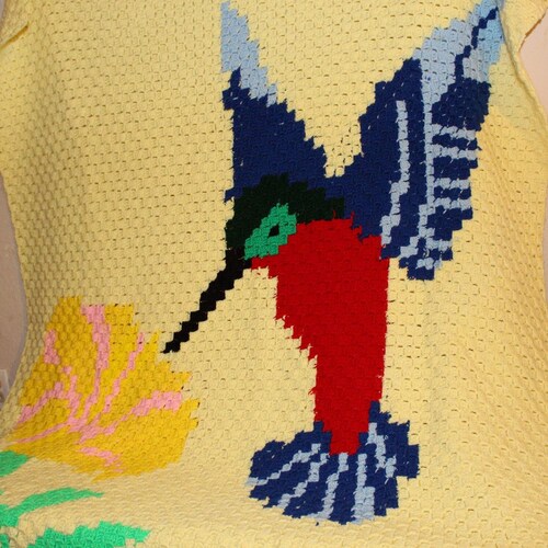C2C Graph Hummingbird and Flower C2c Crochet Graph Pattern - Etsy Canada
