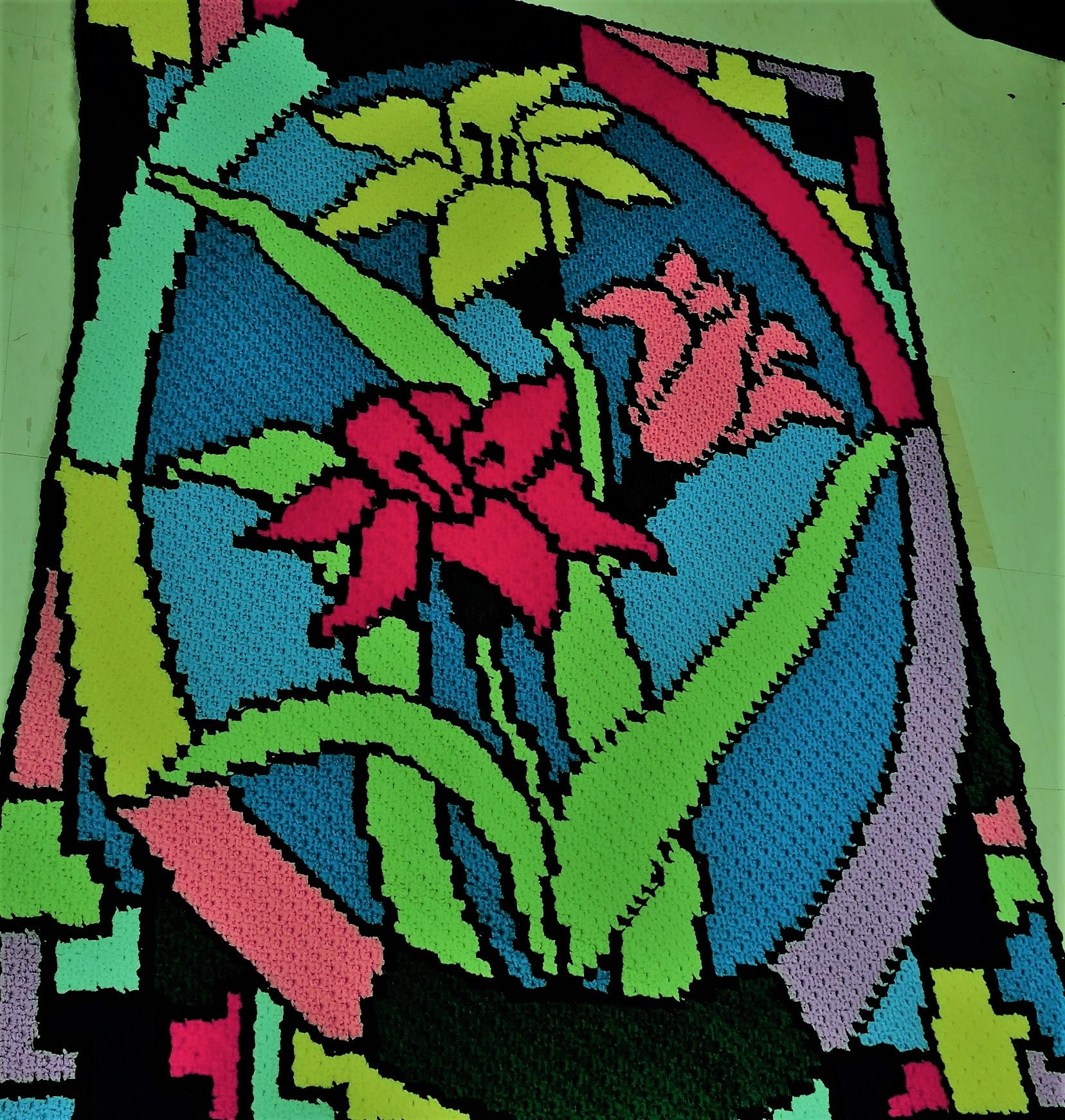MOSAIC STAINED GLASS Flowers C2c Graph Pattern With Row by Row - Etsy ...