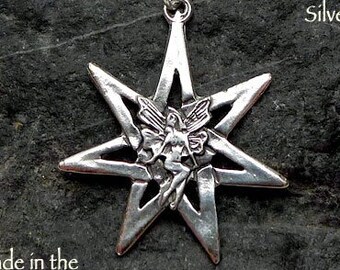 Sterling Silver 7-pointed Star With Fairy Necklace Solid .925 - Etsy