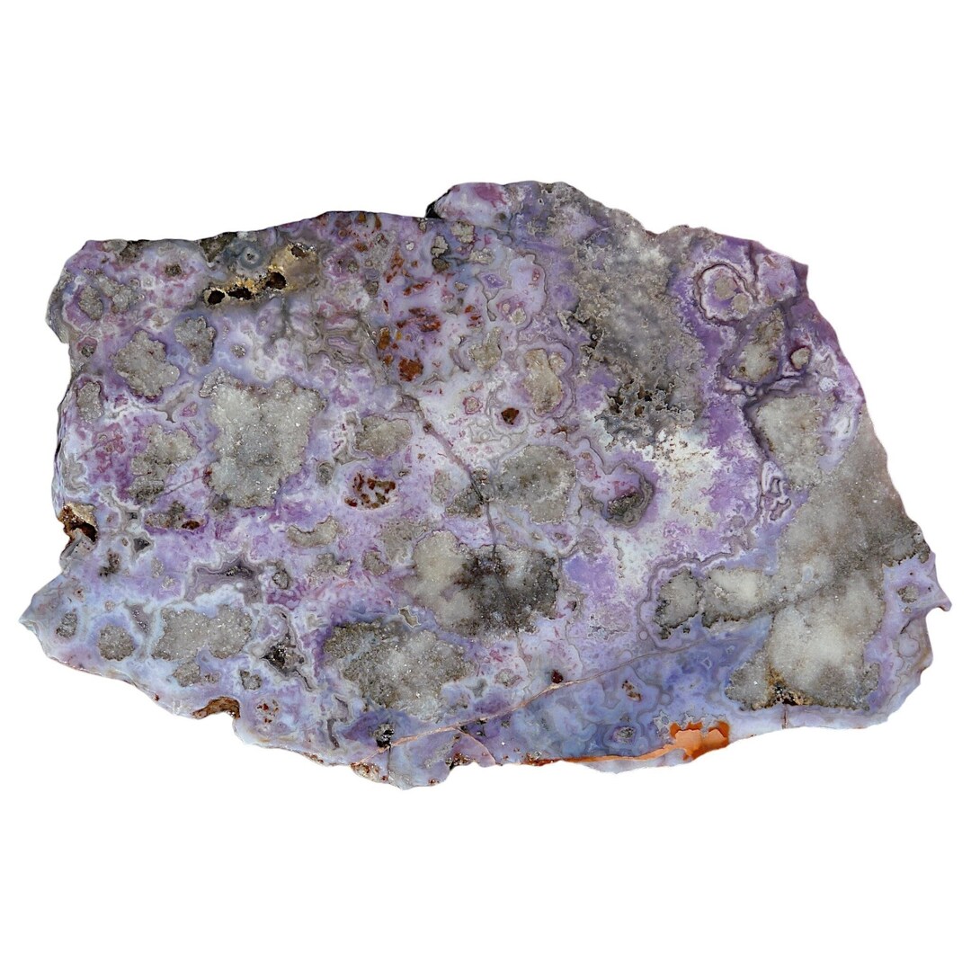 Purple Agate Slab, Unpolished Natural Purple Lace Agate Lapidary Stone ...
