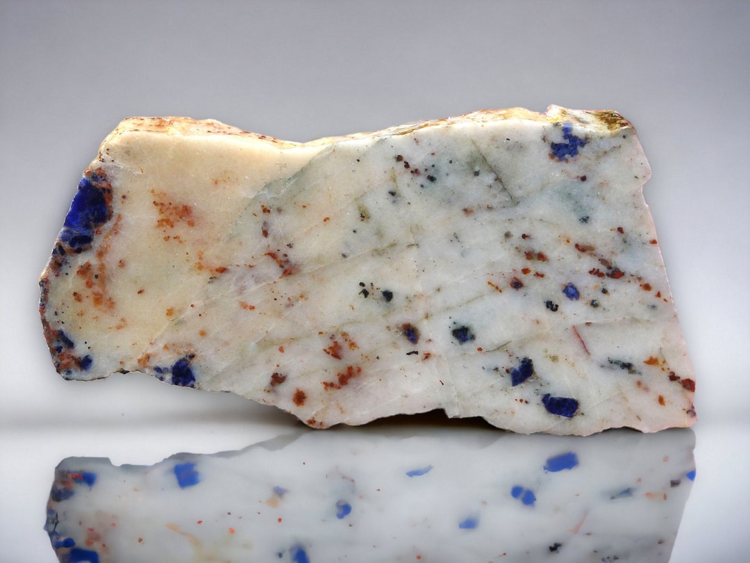 Calcite Slab With Sodalite, Unique Stone Lapidary Slab - Etsy