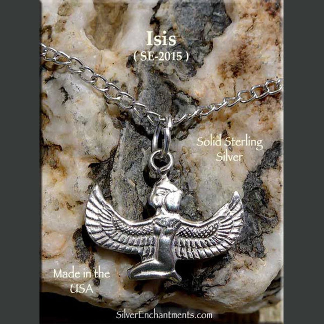 Sterling Silver Egyptian Goddess Isis Necklace Charm, Solid .925 Silver ...
