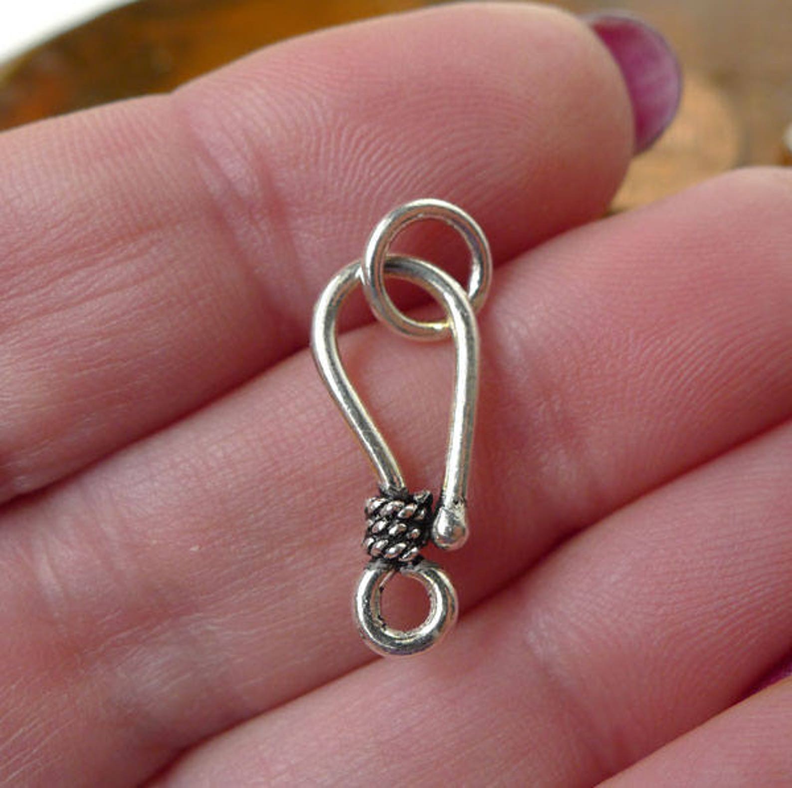Sterling Silver J Hook Jewelry Clasp Set Solid 925 20mm Hook Clasp With ...
