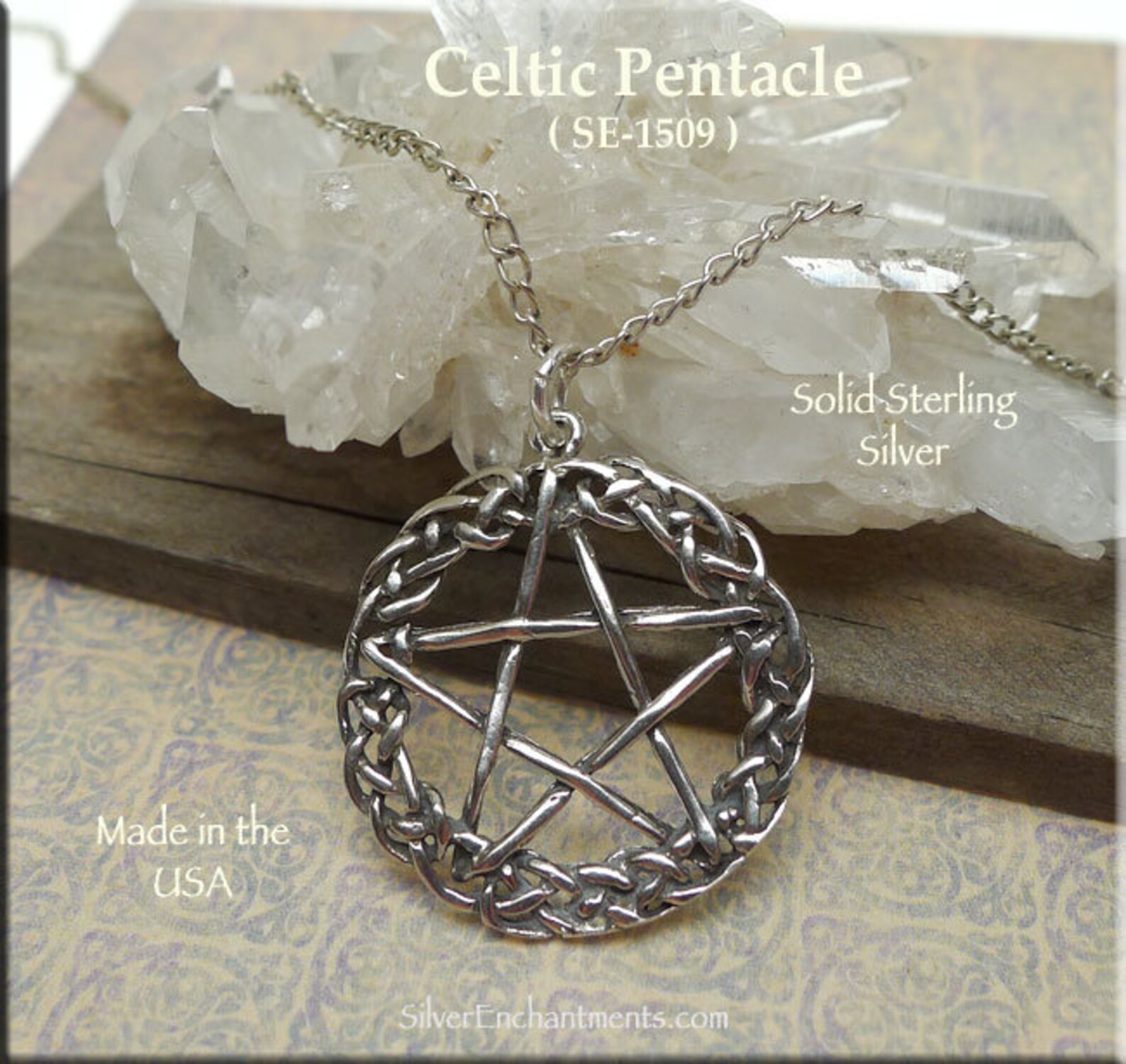 Sterling Silver Celtic Pentacle Pendant Pentagram Necklace With Celtic ...