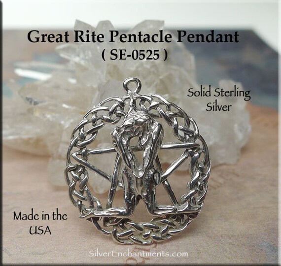 Sterling Silver Great Rite Pentacle Pendant Celtic Sex Magic - Etsy