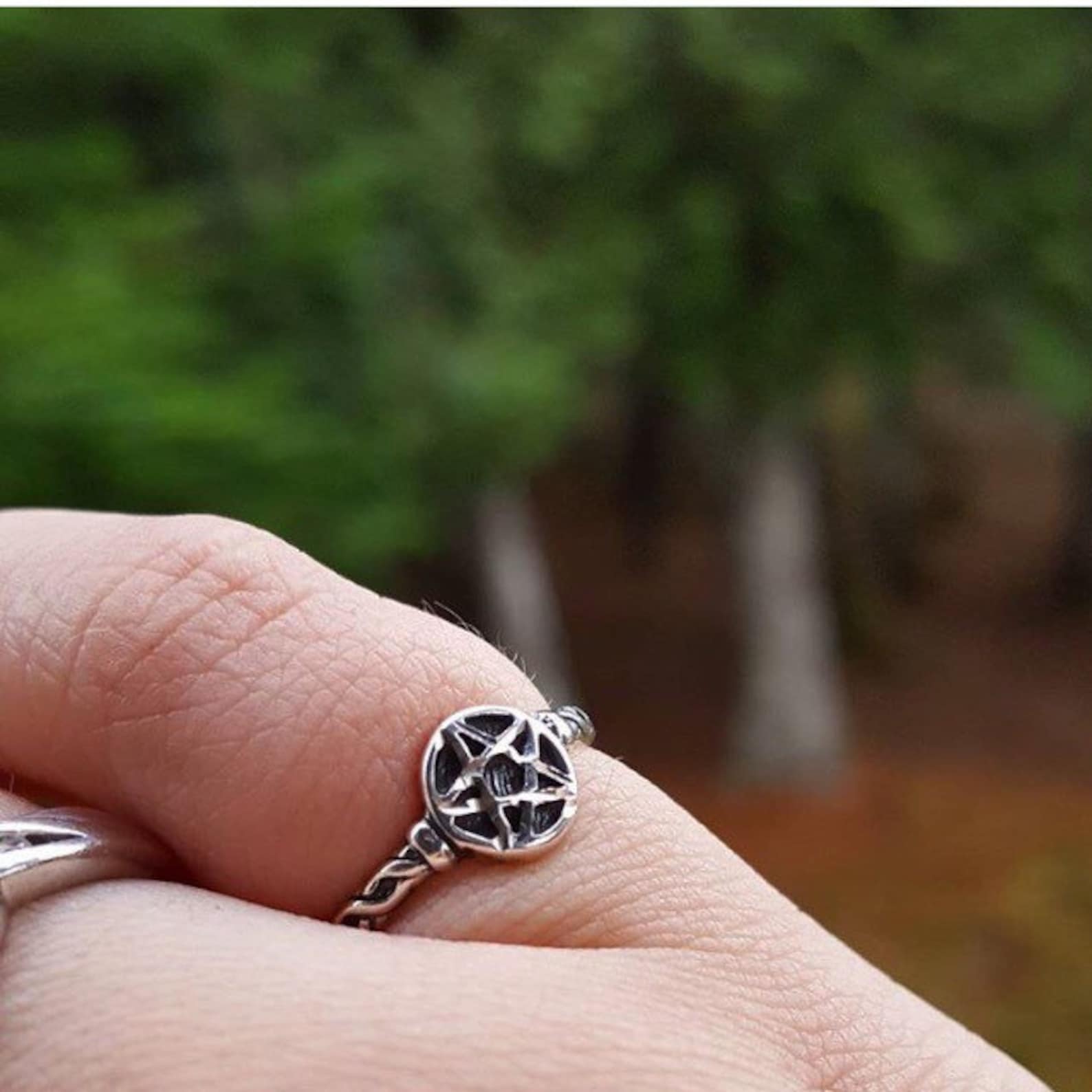 Pentacle Ring Sterling Silver Diamond Cut Pentagram Ring - Etsy
