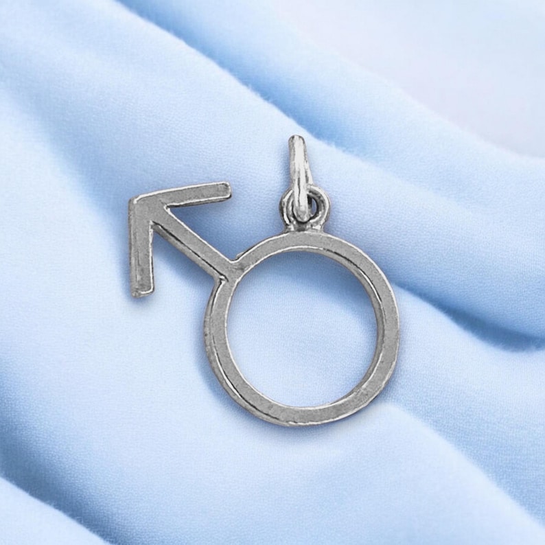 Sterling Silver Male Symbol Pendant Mars Necklace Solid .925 Silver ...