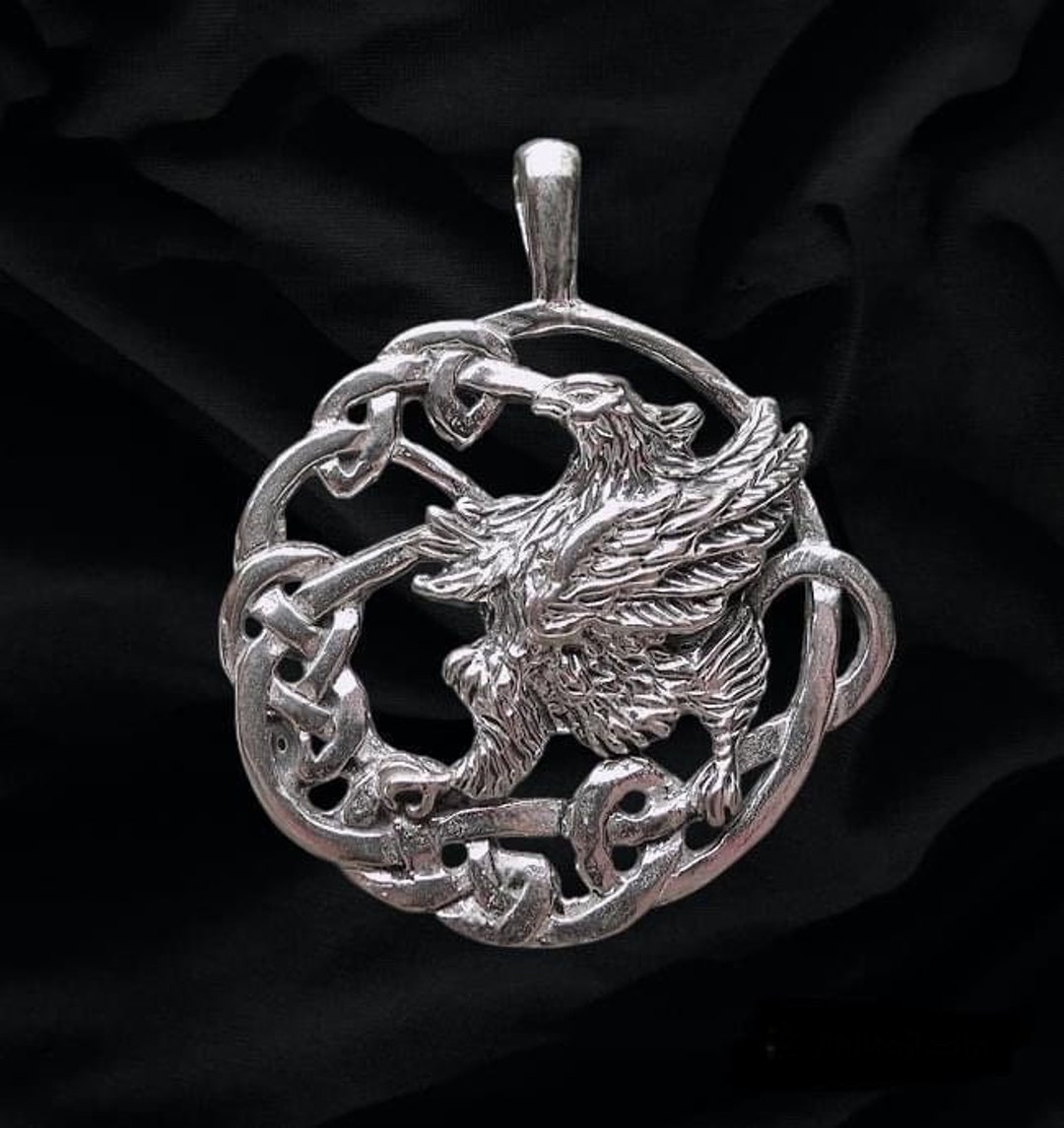 Sterling Silver Gryphon Pendant .925 Silver Celtic Griffin - Etsy