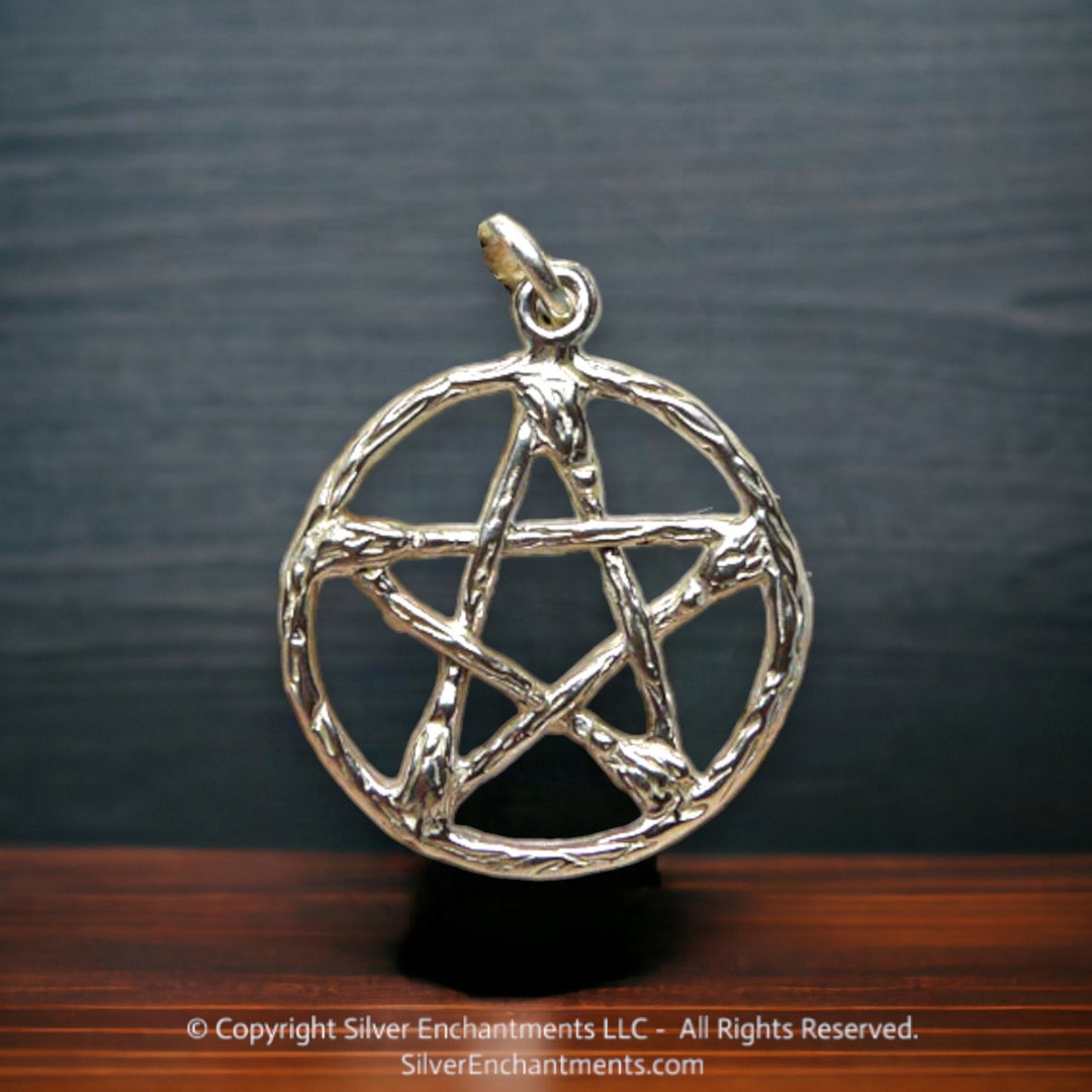 Sterling Silver Pentacle of Brooms Pentacle Pendant .925 Silver Broom ...