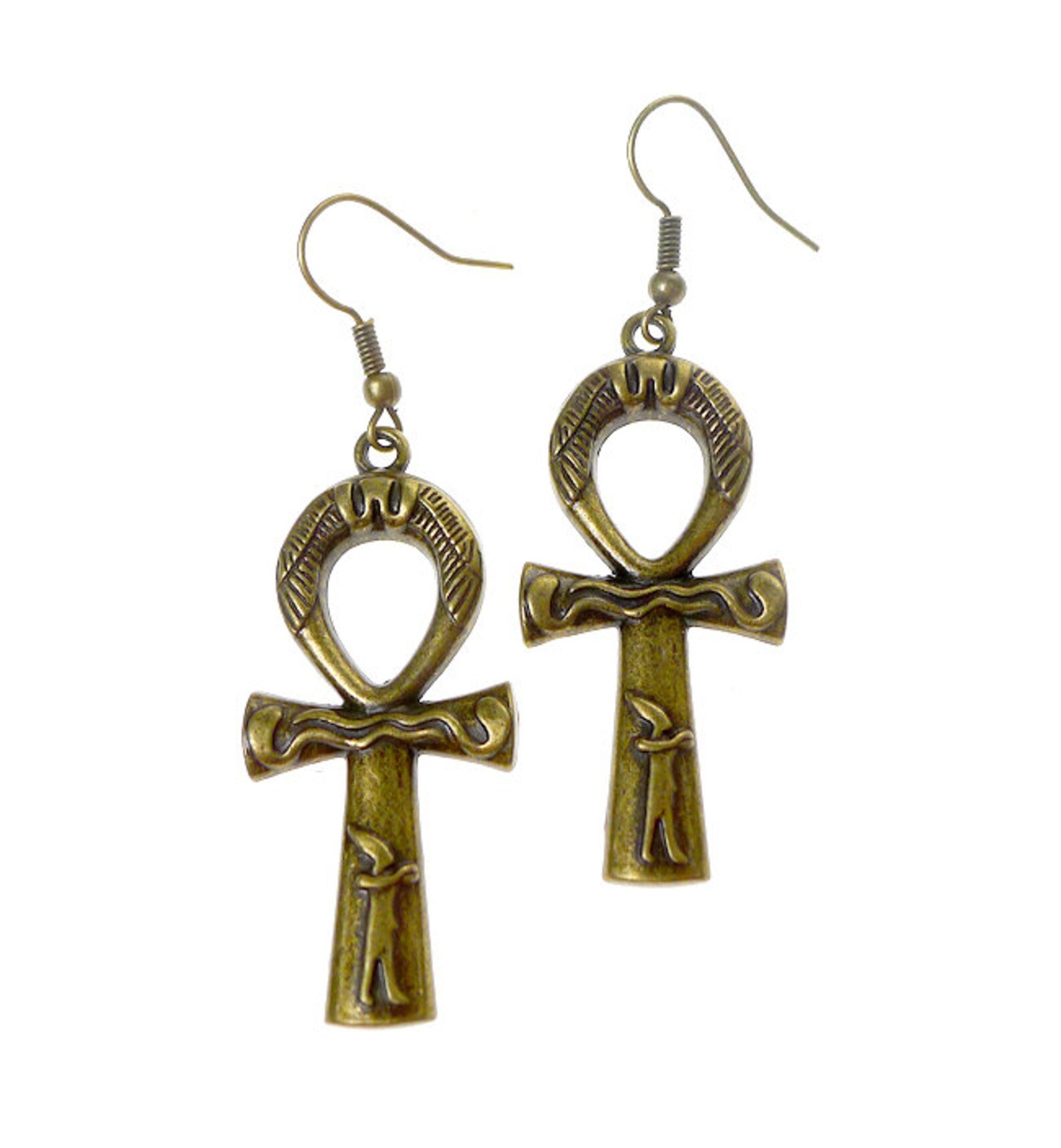 Bronze Ankh Earrings Fancy Egyptian Ankh Jewelry Egyptian - Etsy