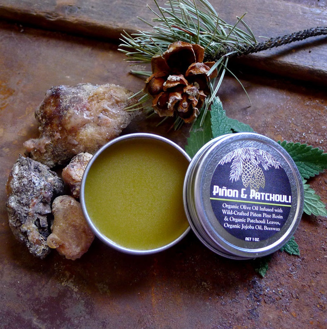 Piñon and Patchouli Salve Herbal Balm Organic Pinyon Pine Patchouly Solid Perfume Ointment ...