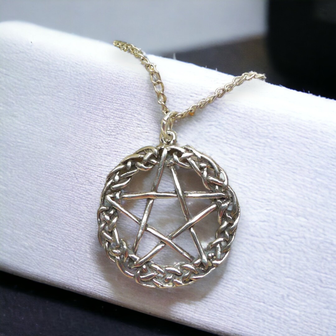 Sterling Silver Celtic Pentacle Pendant Pentagram Necklace With Celtic ...