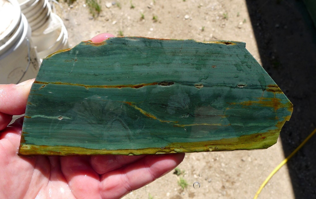 Gary Green Jasper Lapidary Slice Larsonite Stone Slab Lapidary - Etsy