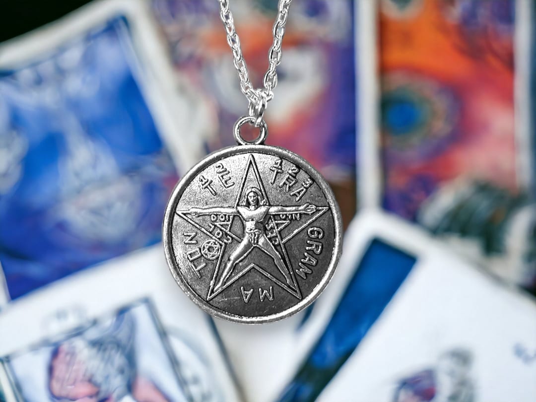 Double Sided Tetragrammaton Pendant Necklace – Vitruvian Man Pentagram ...