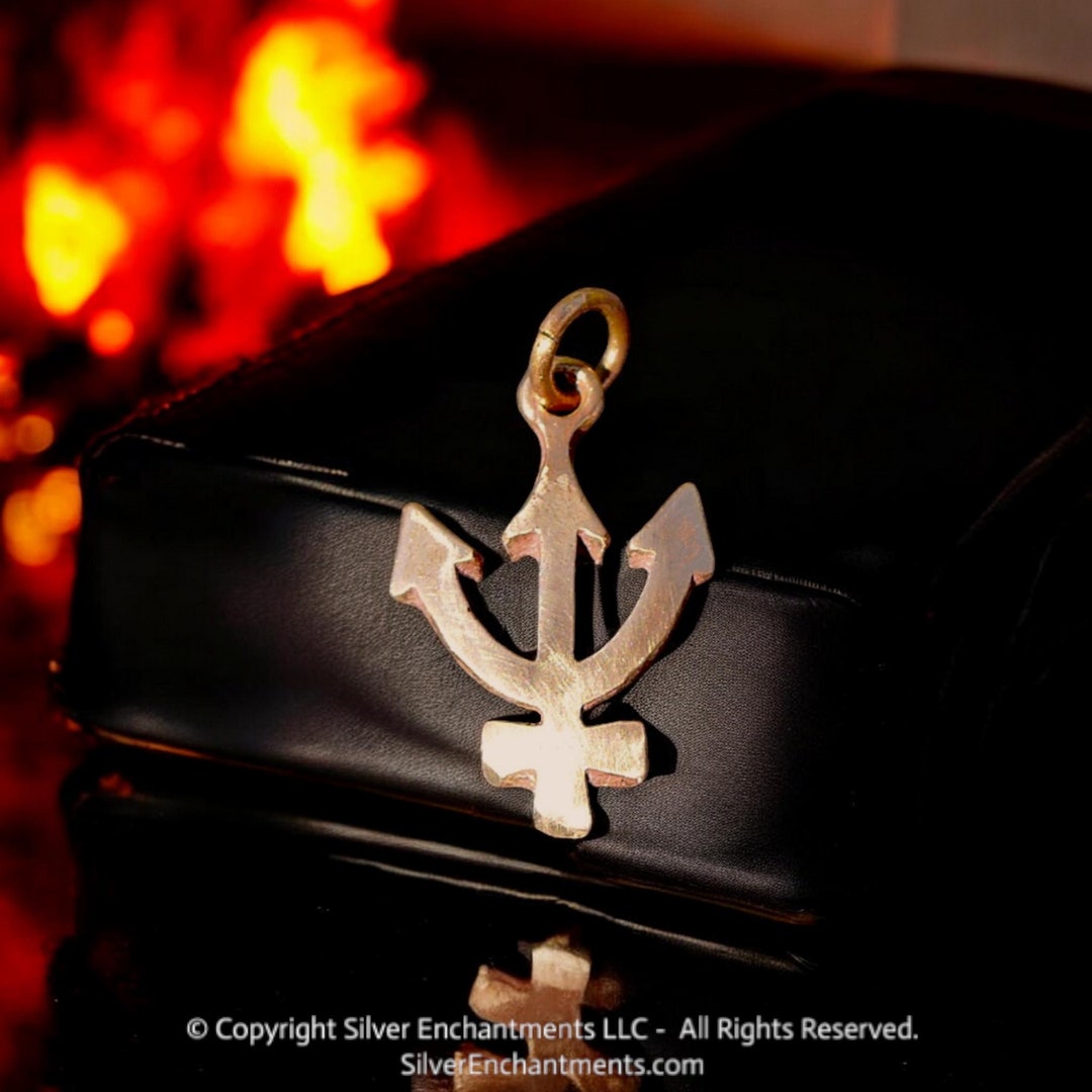 Solid Copper Neptune Glyph Charm Pendant: Astrology Pisces Symbol - Etsy