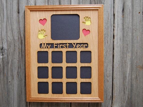 11x14 My First Year Picture Frame with Handprints and Hearts | Etsy
