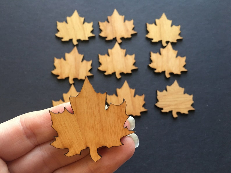 Wooden Maple Leaf - Set of 10 - Unique Wood Shapes, Fall Autumn Decor ...