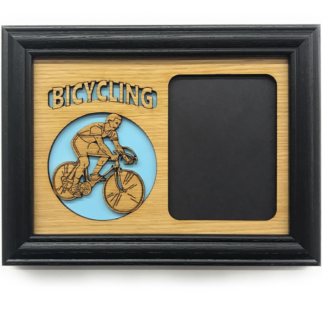 Bicycling Picture Frame - 5x7 Frame Holds 3x4 Photo - Biker Picture ...