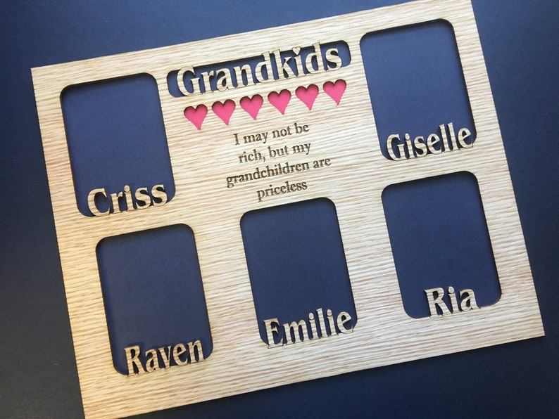 Personalized Grandkids Picture Frame - Black Wood Frame, Custom ...