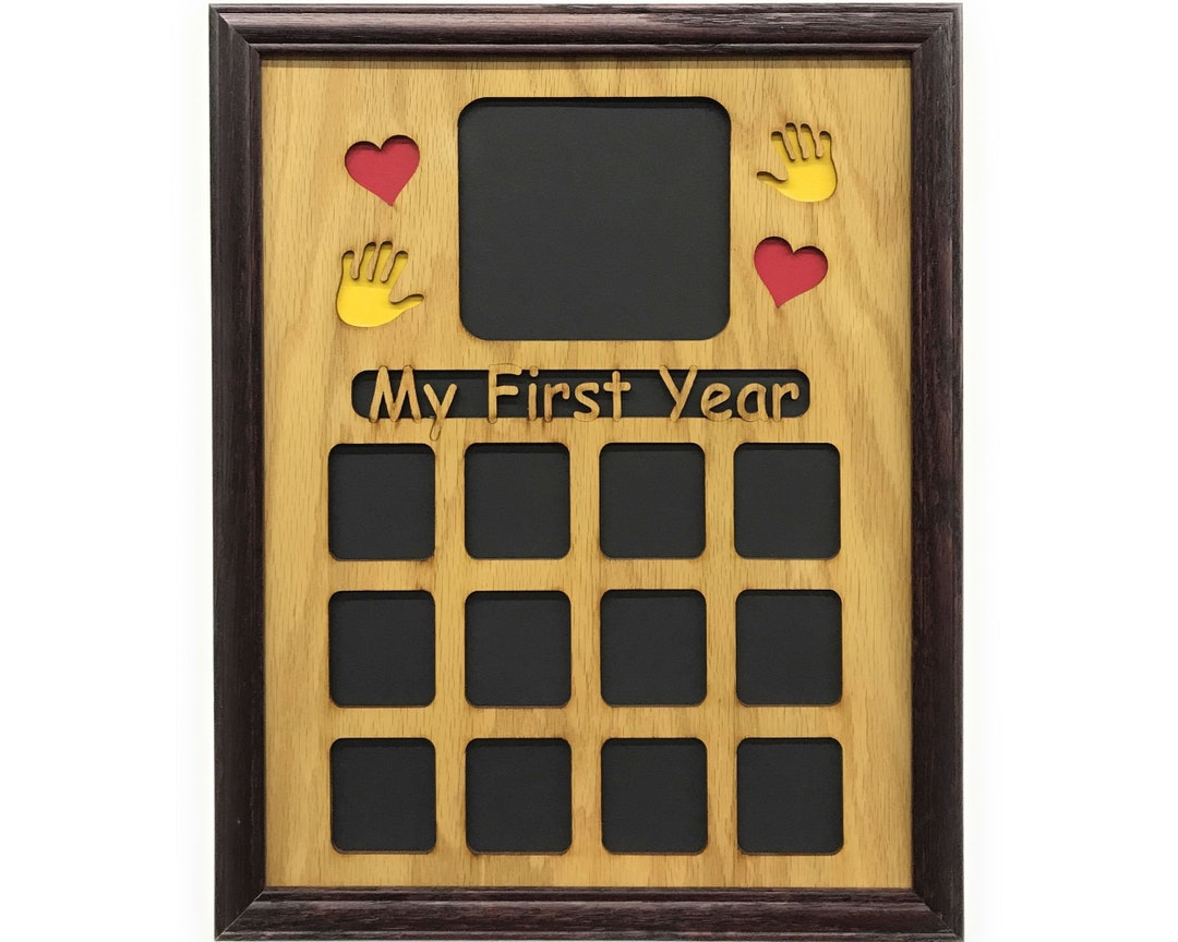 11x14 My First Year Picture Frame With Handprints and Hearts, Nursery ...