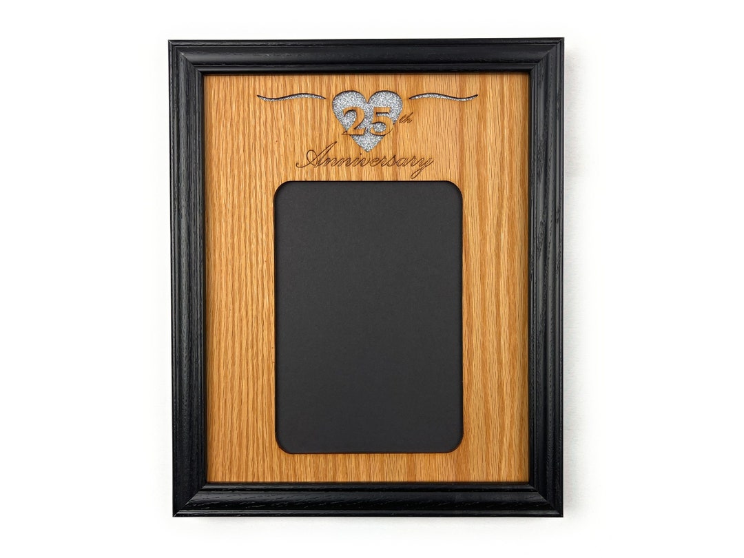 25th Anniversary Photo Frame - 8x10 Frame Holds 5x7 Photo - 25 Wedding ...