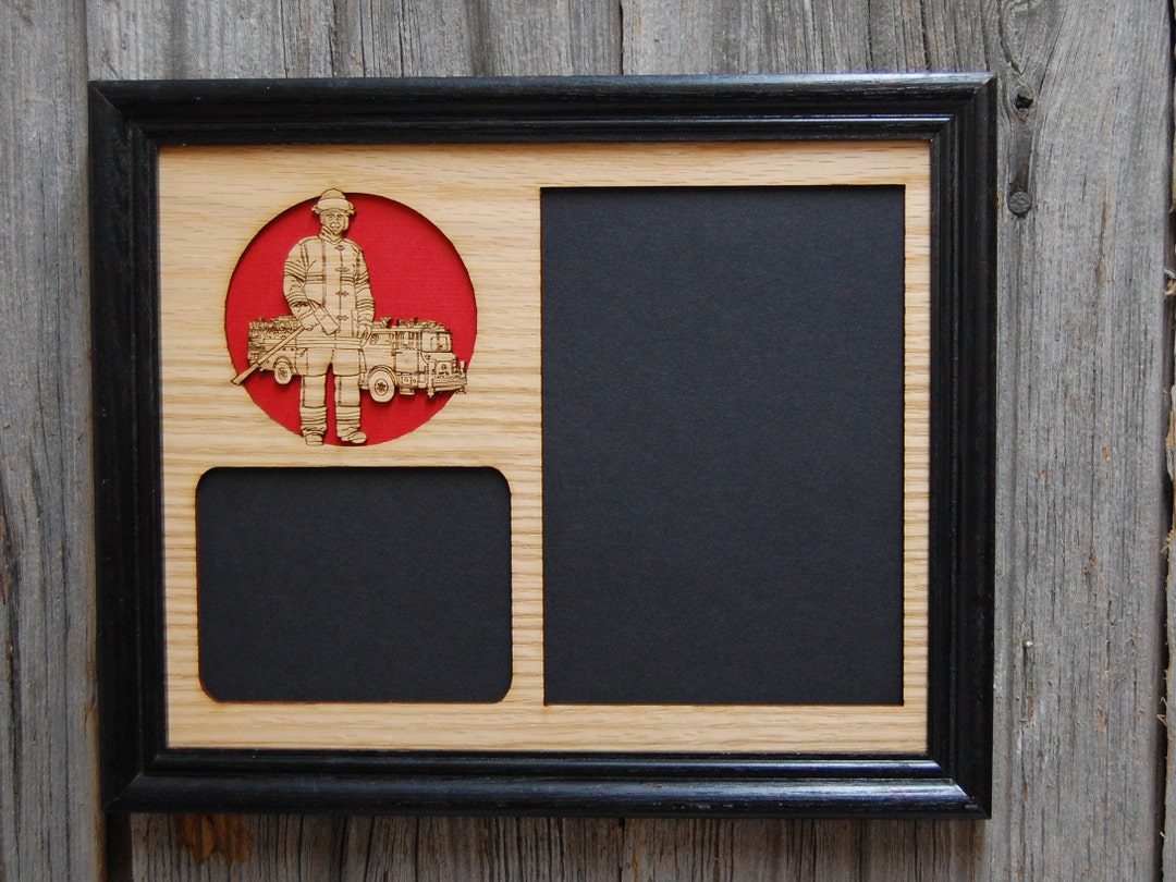 Firefighter Picture Frame - 8x10 Frame Holds 5x7 and 3.5x4.5 Photos ...