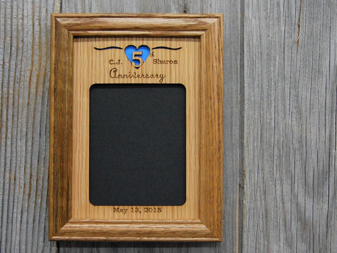 5th Anniversary Picture Frame - 5x7 Frame Holds 3x5 Photo - 5th Wedding ...