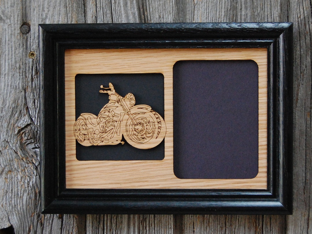 Motorcycle Picture Frame - 5x7 Frame Holds 3x4 Photo - Gift for Him ...